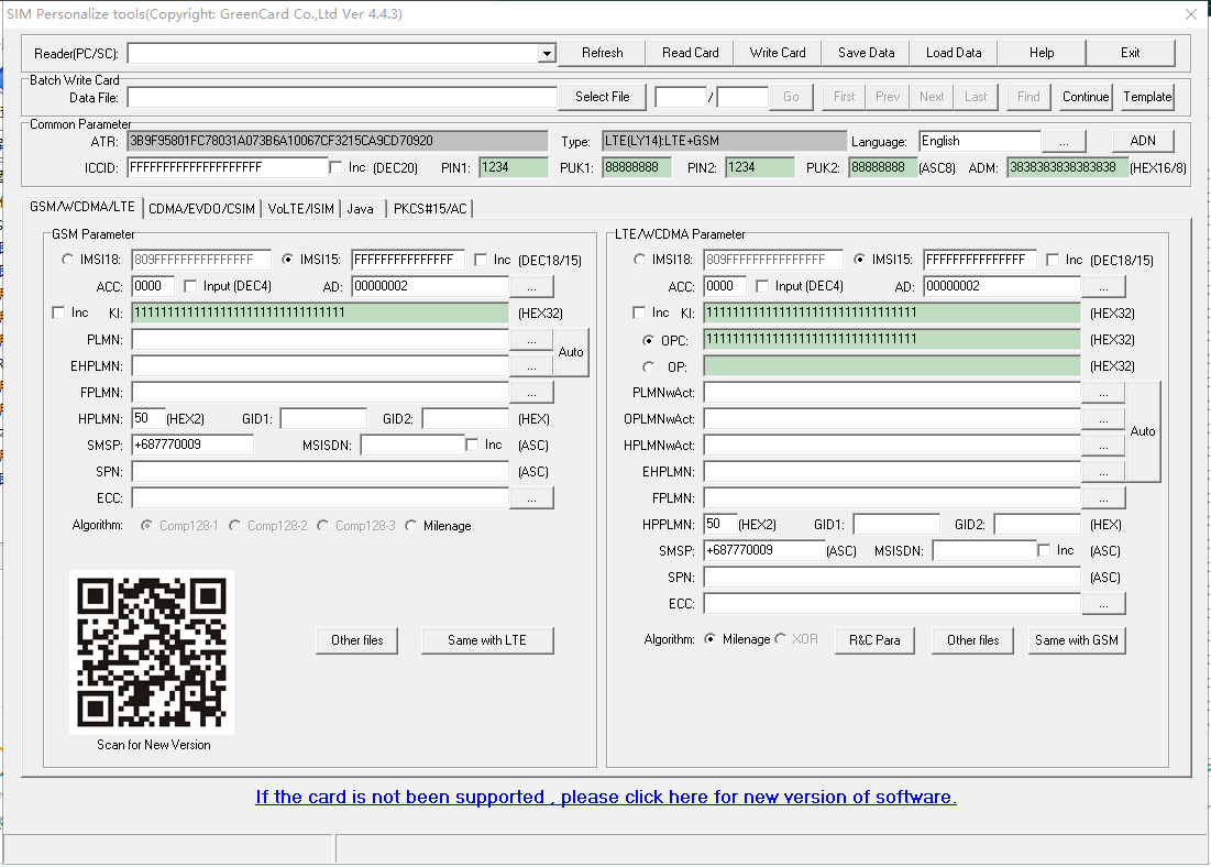 GRSIMWrite 4.4.4 LTE SIM card personalize tools download
