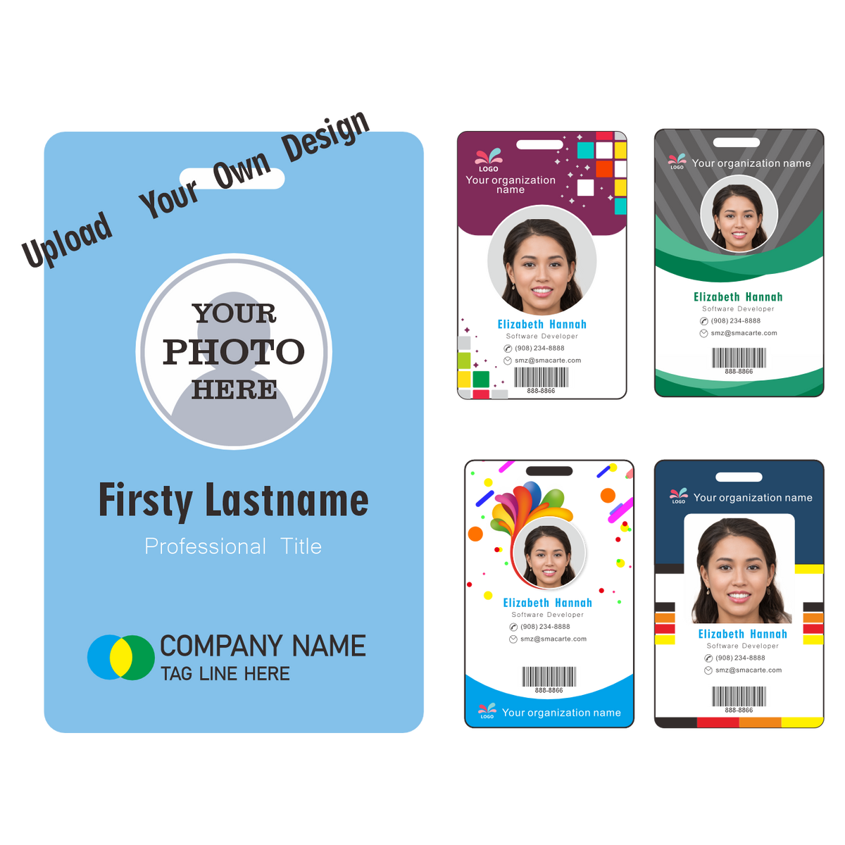 Custom Id Badge, Personalized Employee Photo Identification Card with