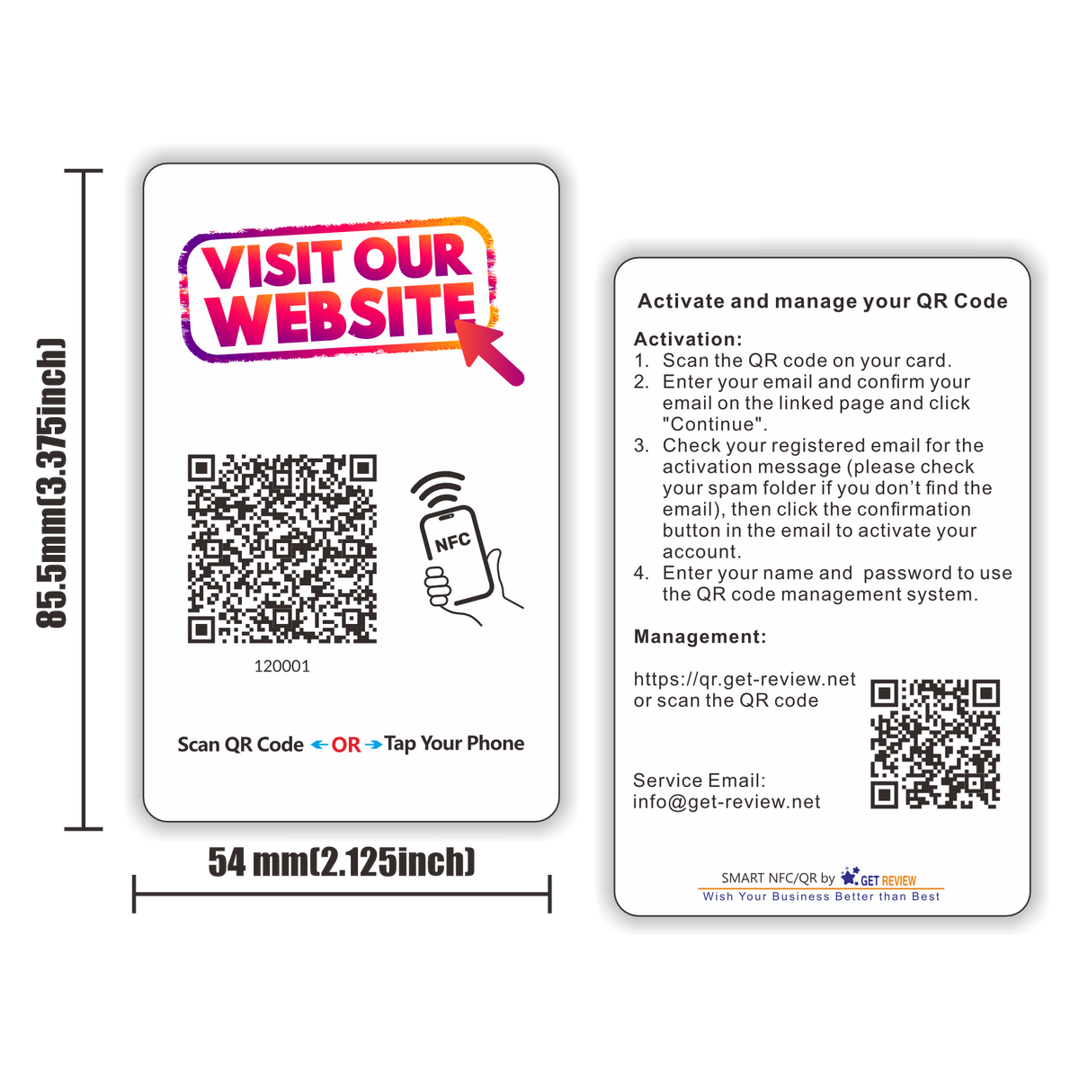 Visit Our Website Touchless Connect Card Reusable QR Code NFC Tap Card