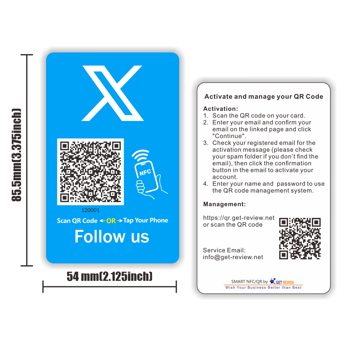 Contactless Sharing Smart NFC 'Follow Us On X' - X (Twitter) Touchless