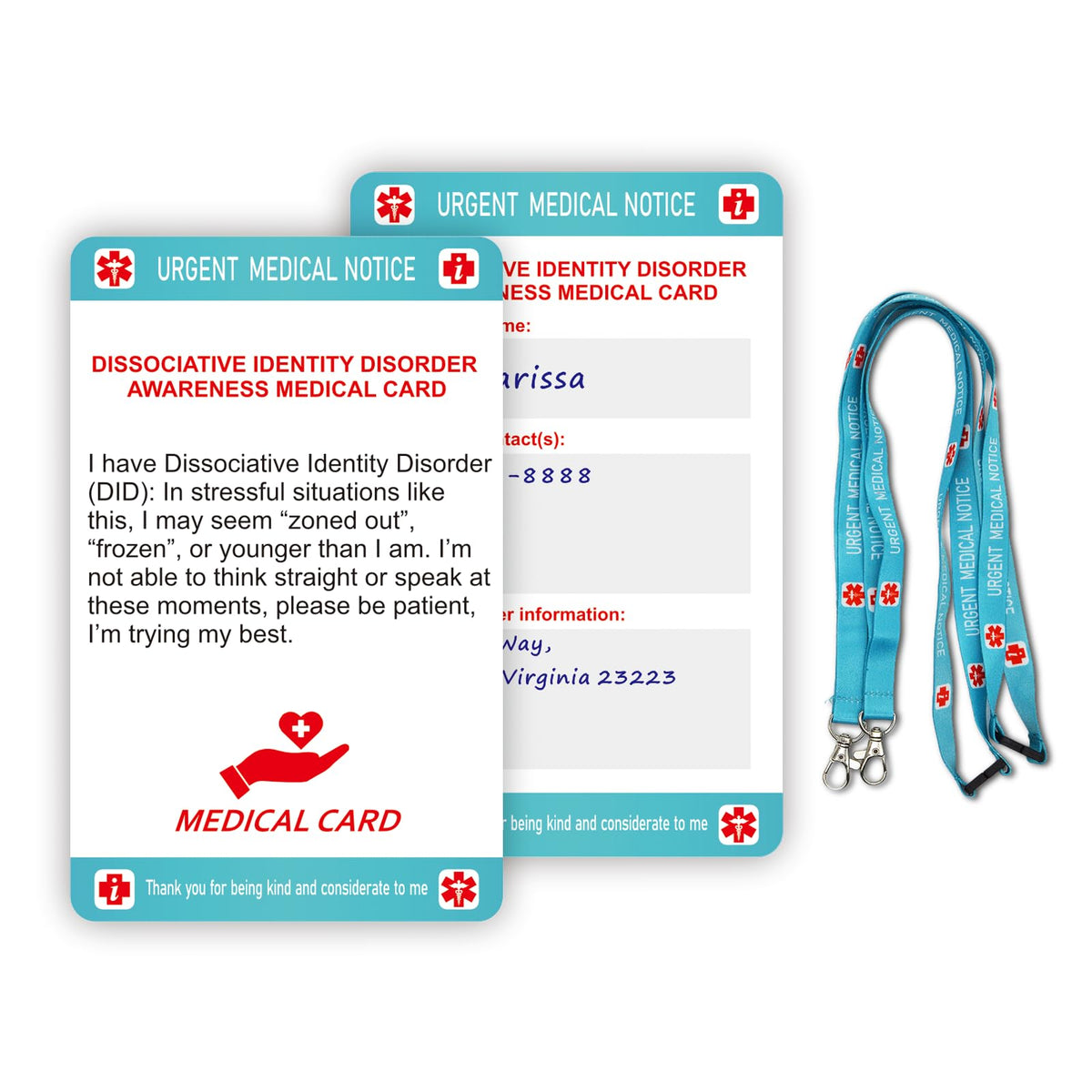 2set Dissociative Identity Disorder(DID) Awareness Medical Card with W