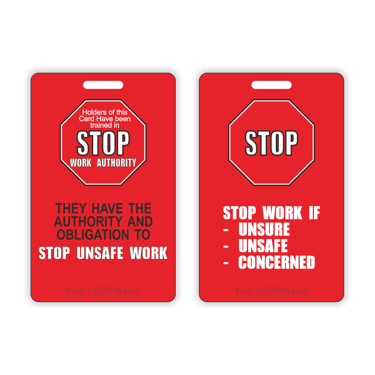 100pcs Customizable Stop Work Authority Cards