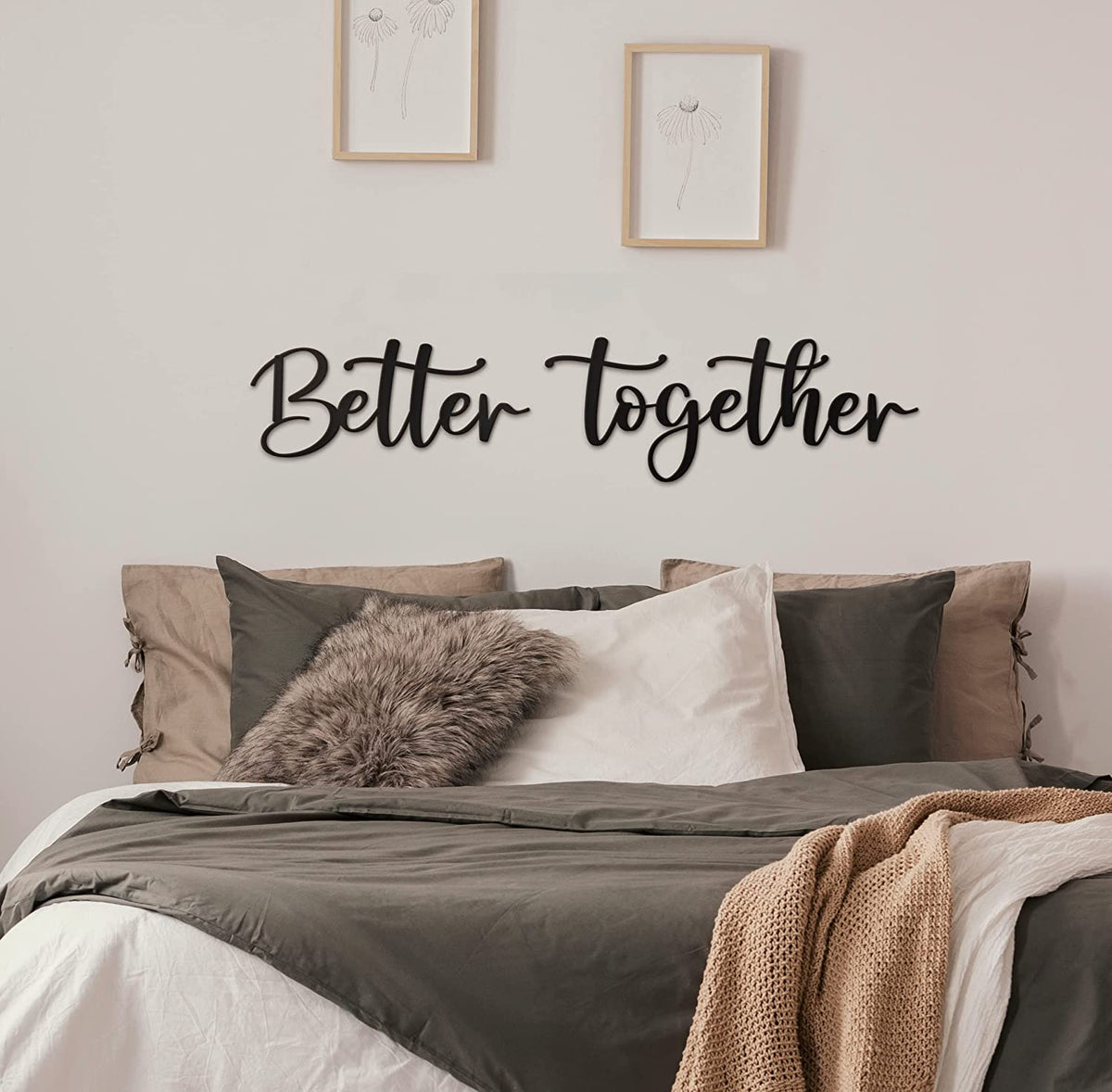 Better Together Sign Metal Wall Decor - 18"X16" Black Modern Better To