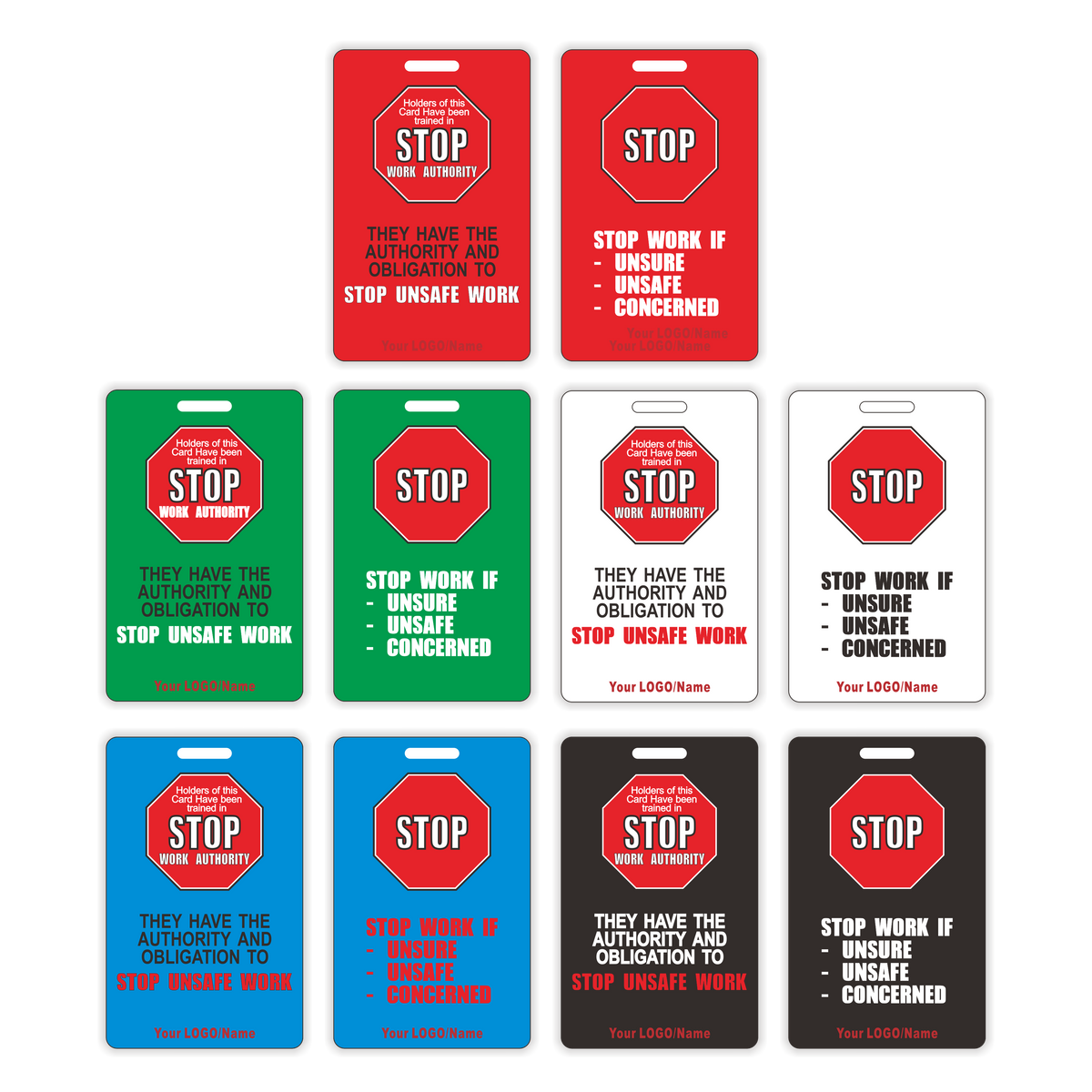 100pcs Customizable Stop Work Authority Cards